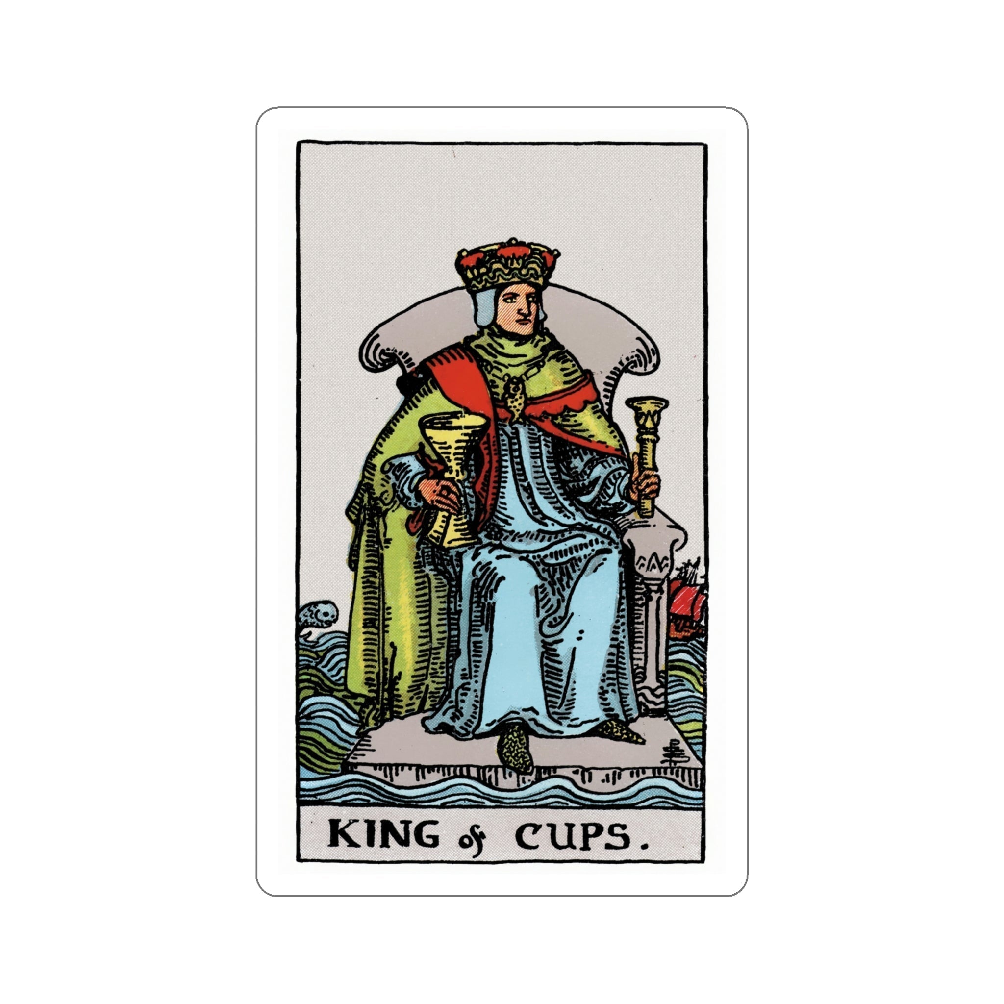 The King of Cups (Rider Waite Tarot Deck) STICKER Vinyl Die-Cut Decal ...